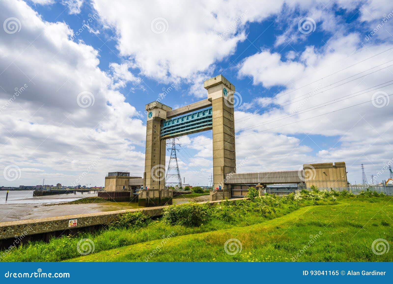 Barking Creek Flood Barrier Stock Image - Image of building, grass ...