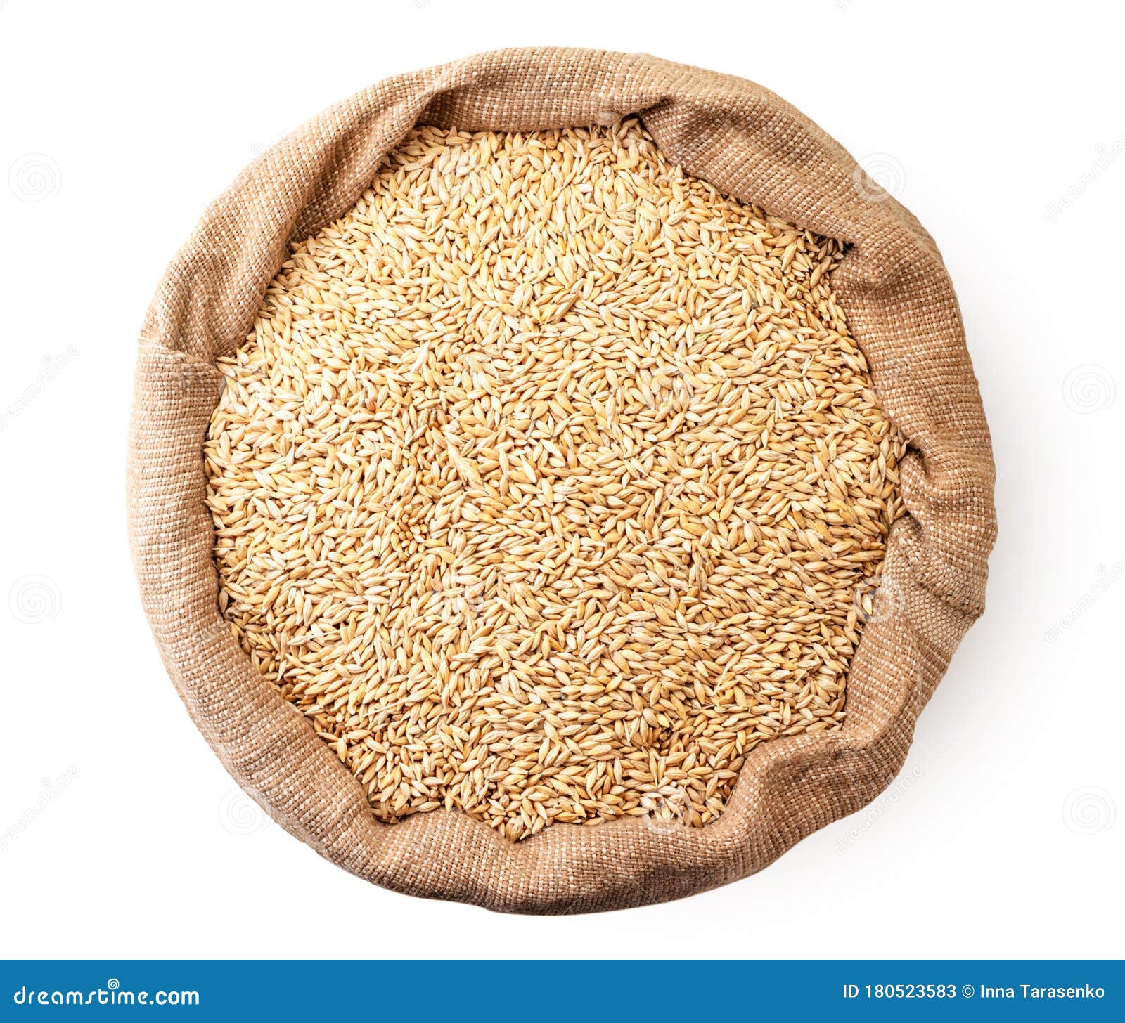 Barley in a Bag Close-up on a White. the View from Top Stock Image ...