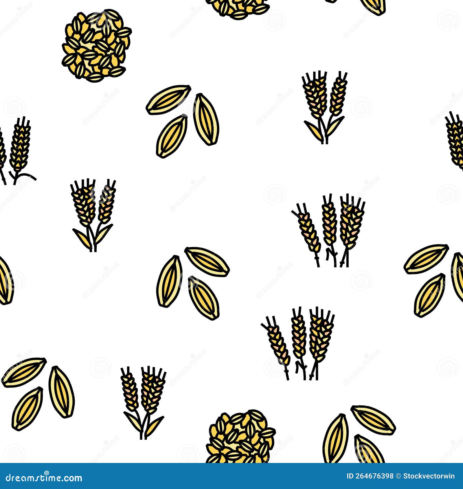 Barley Cereal Grain Harvest Vector Seamless Pattern Stock Illustration ...
