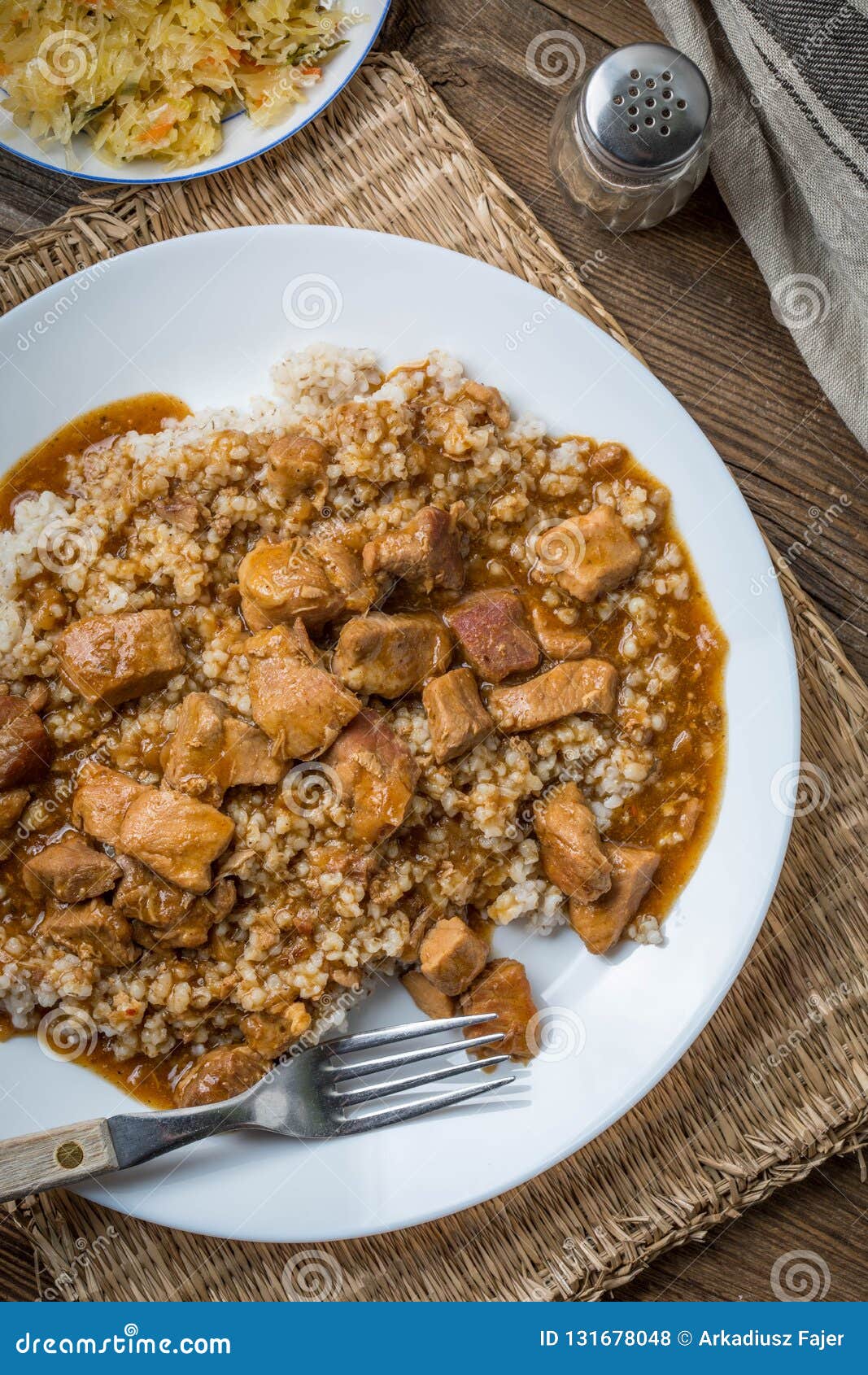 Barley Groats with Stewed Meat. Stock Photo - Image of polish, barley ...