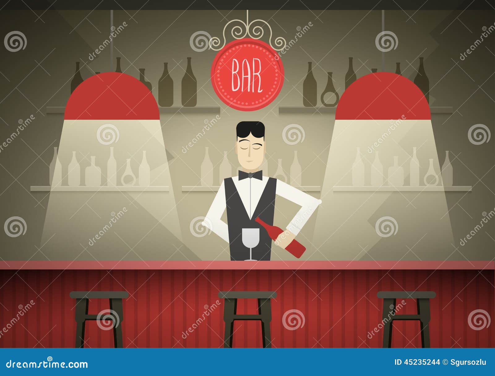 Barman stock vector. Illustration of barman, restaurant - 45235244