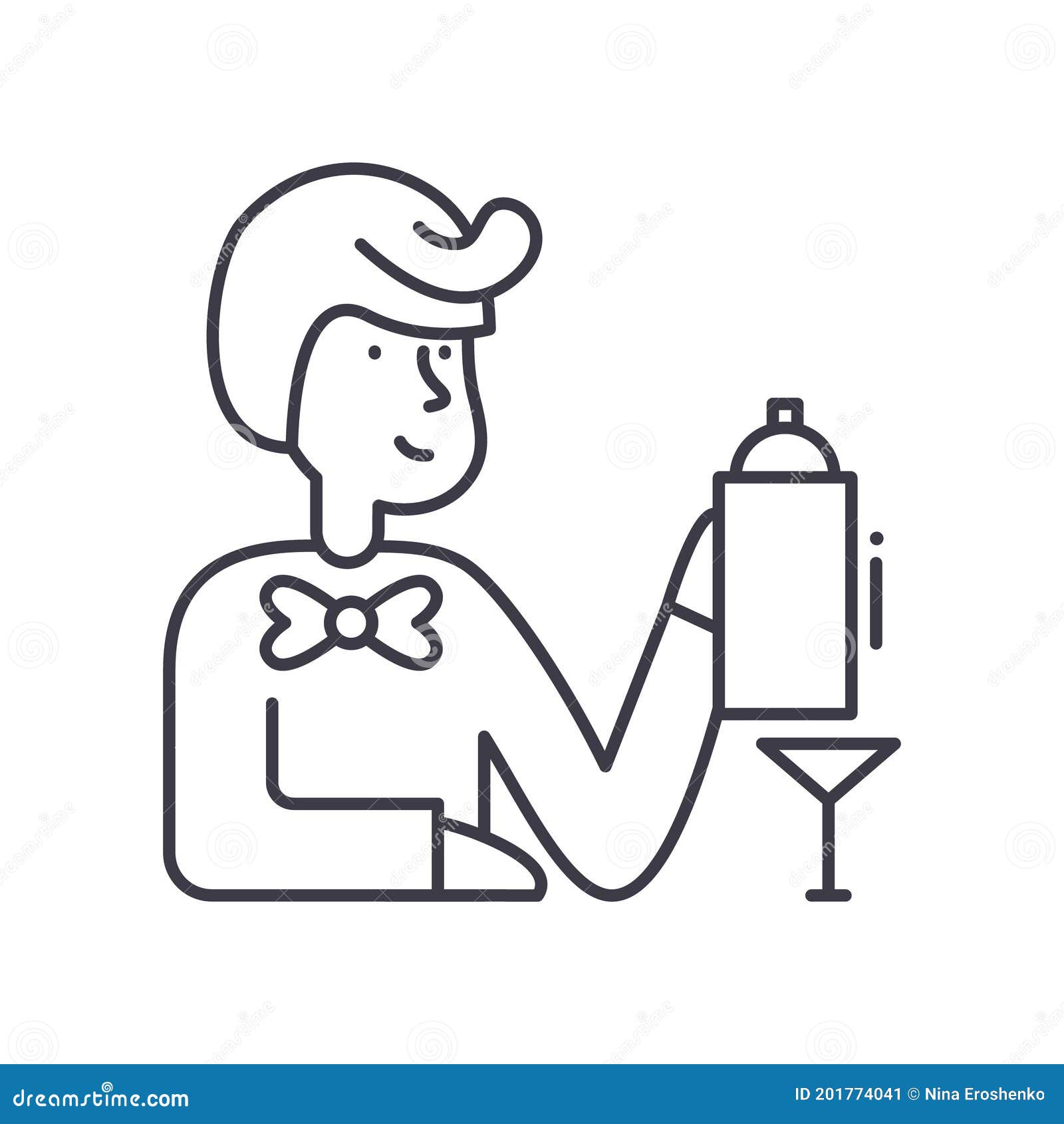 Barman Icon, Linear Isolated Illustration, Thin Line Vector, Web Design ...