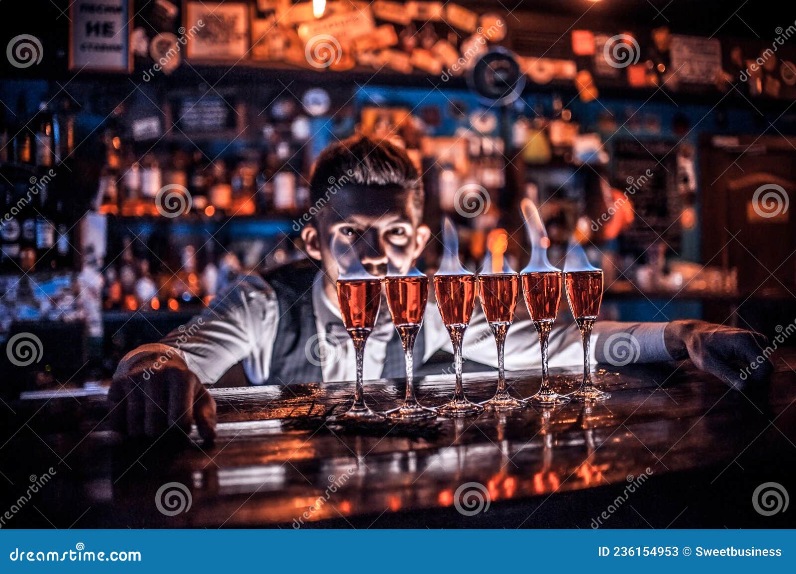 Barman Creates a Cocktail on the Beerhouse Stock Image - Image of ...