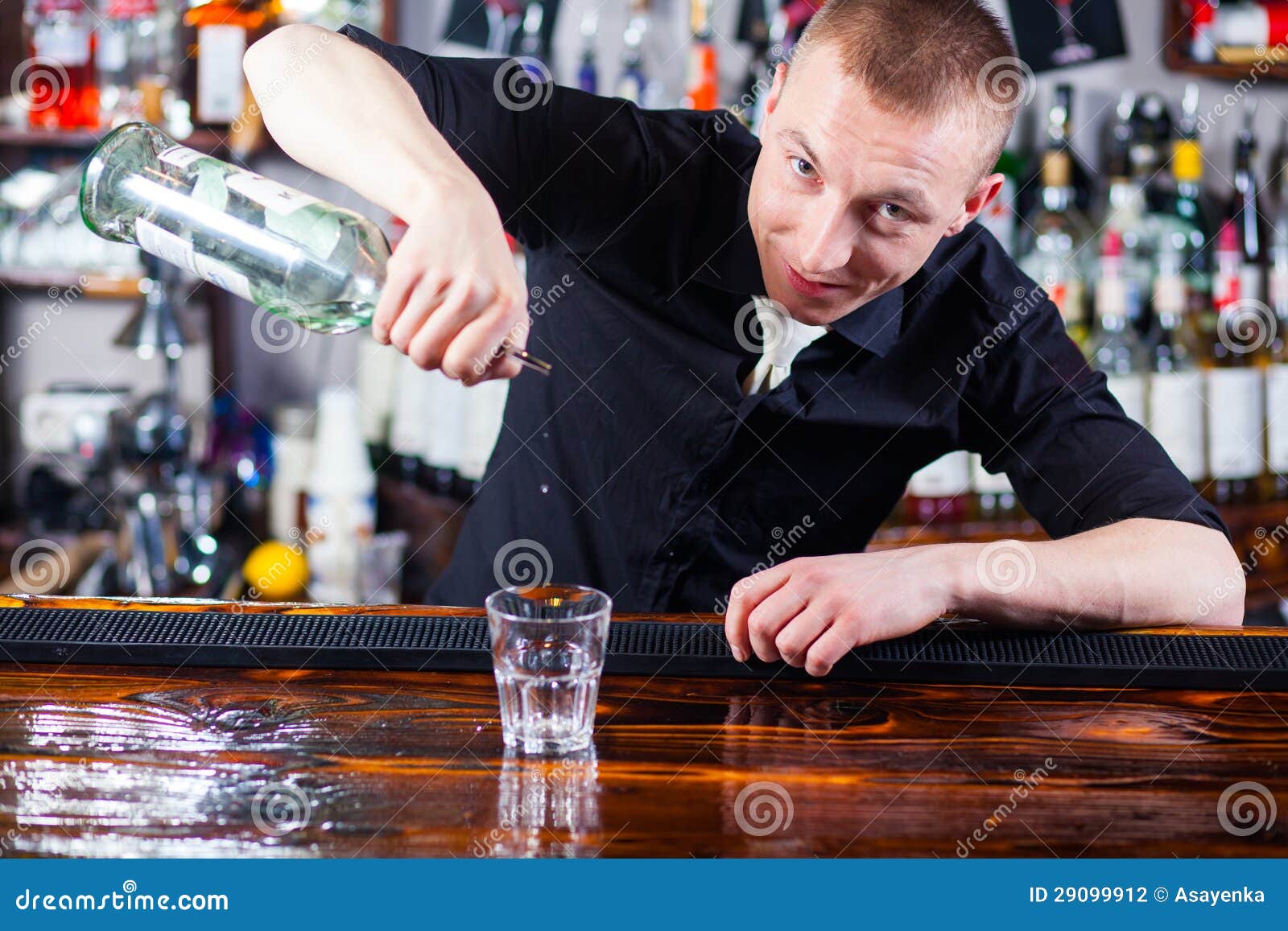 Barman Making Cocktail Drinks Stock Photo - Image of looking, bartender ...