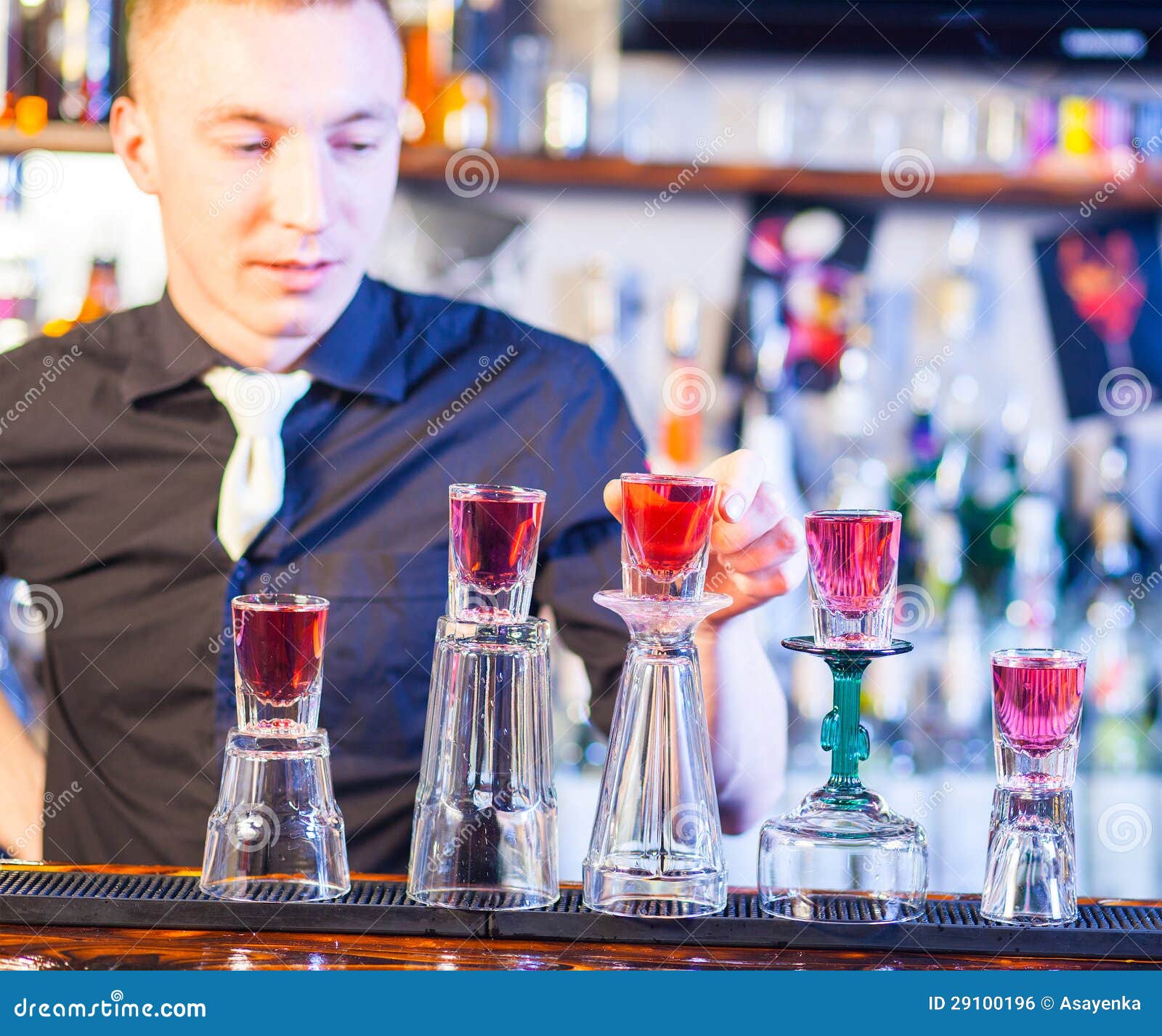 Barman Making Cocktail Drinks Stock Photo - Image of profession ...