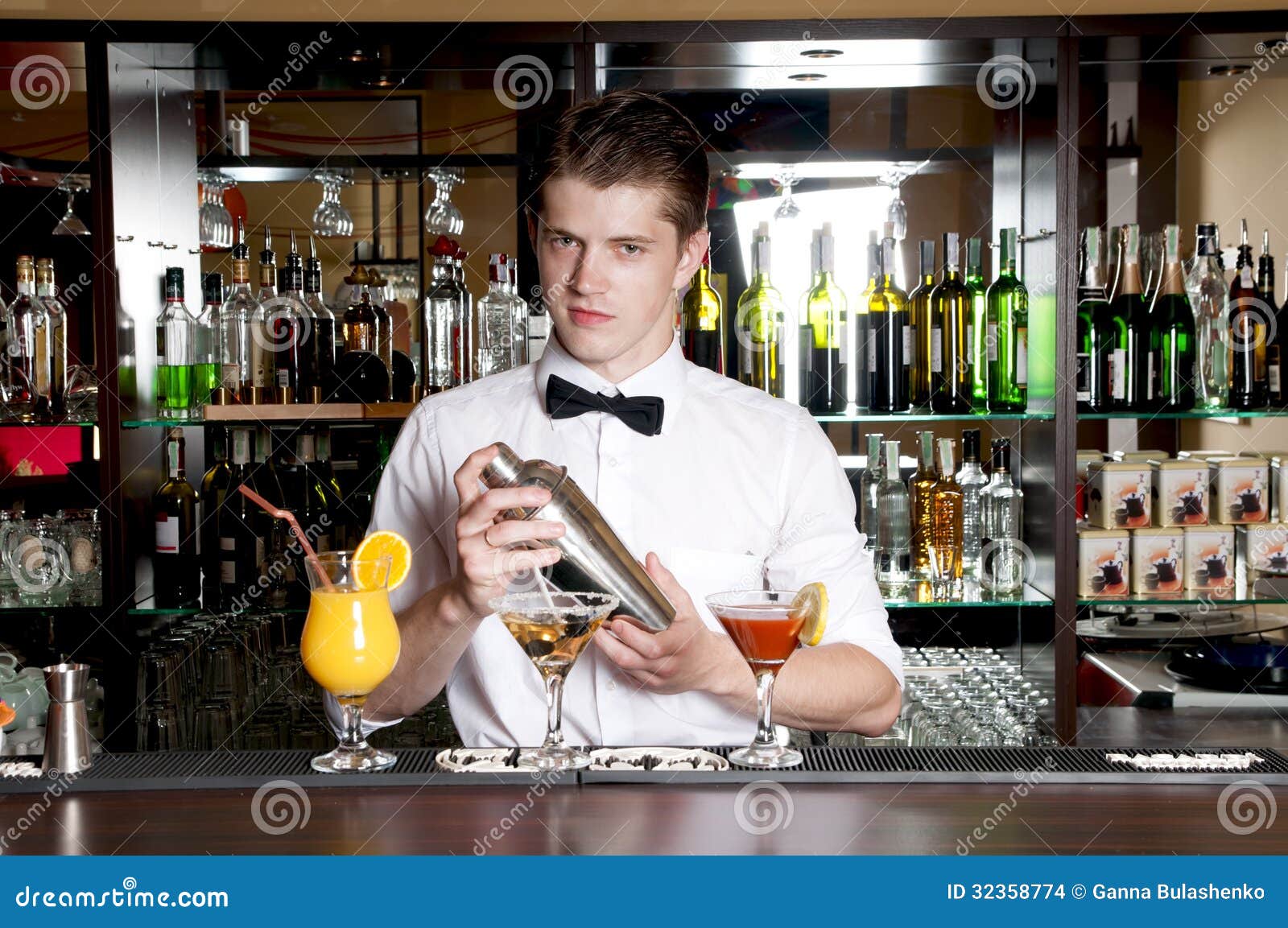Barman Making Cocktail Drinks. Stock Photo - Image of making, people ...