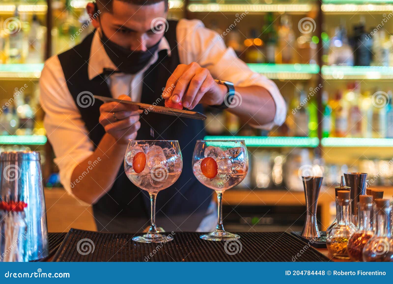 Barman Making Cocktail at Night Club Stock Photo - Image of night ...