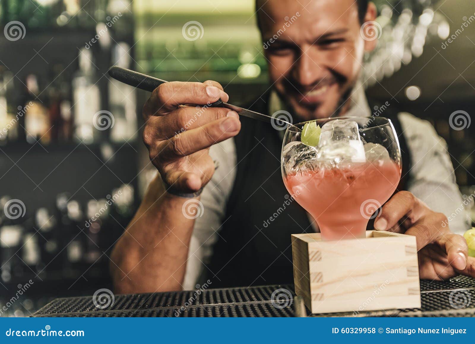 Barman is Making Cocktail at Night Club Stock Photo - Image of shiny ...