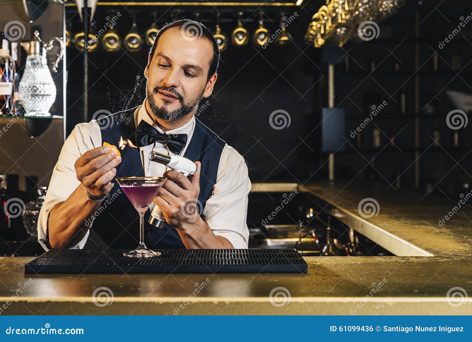 Barman is Making Cocktail at Night Club Stock Photo - Image of male ...