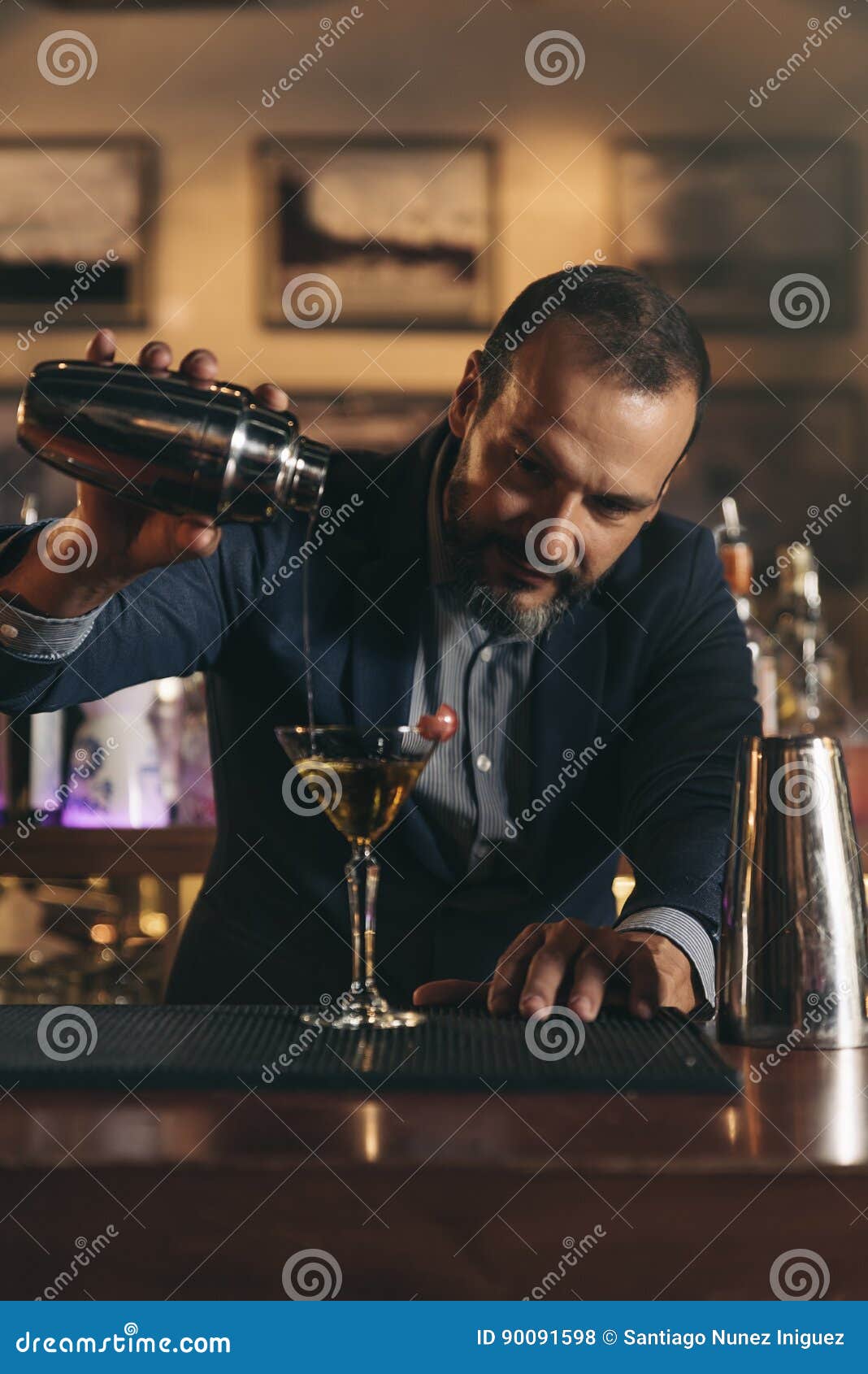 Barman is Making Cocktail at Night Club. Stock Photo - Image of ...