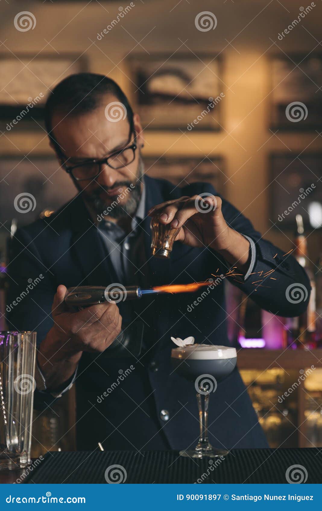 Barman is Making Cocktail at Night Club. Stock Image - Image of alcohol ...