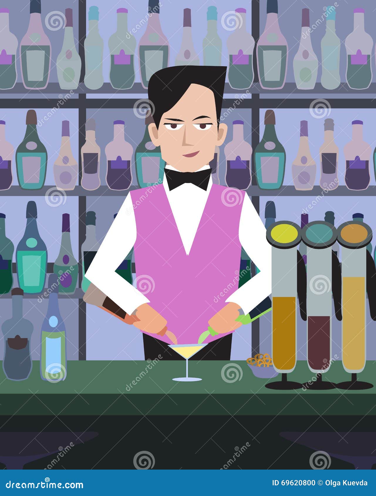 Barman Serves Drinks At Bar Vector Illustration | CartoonDealer.com ...