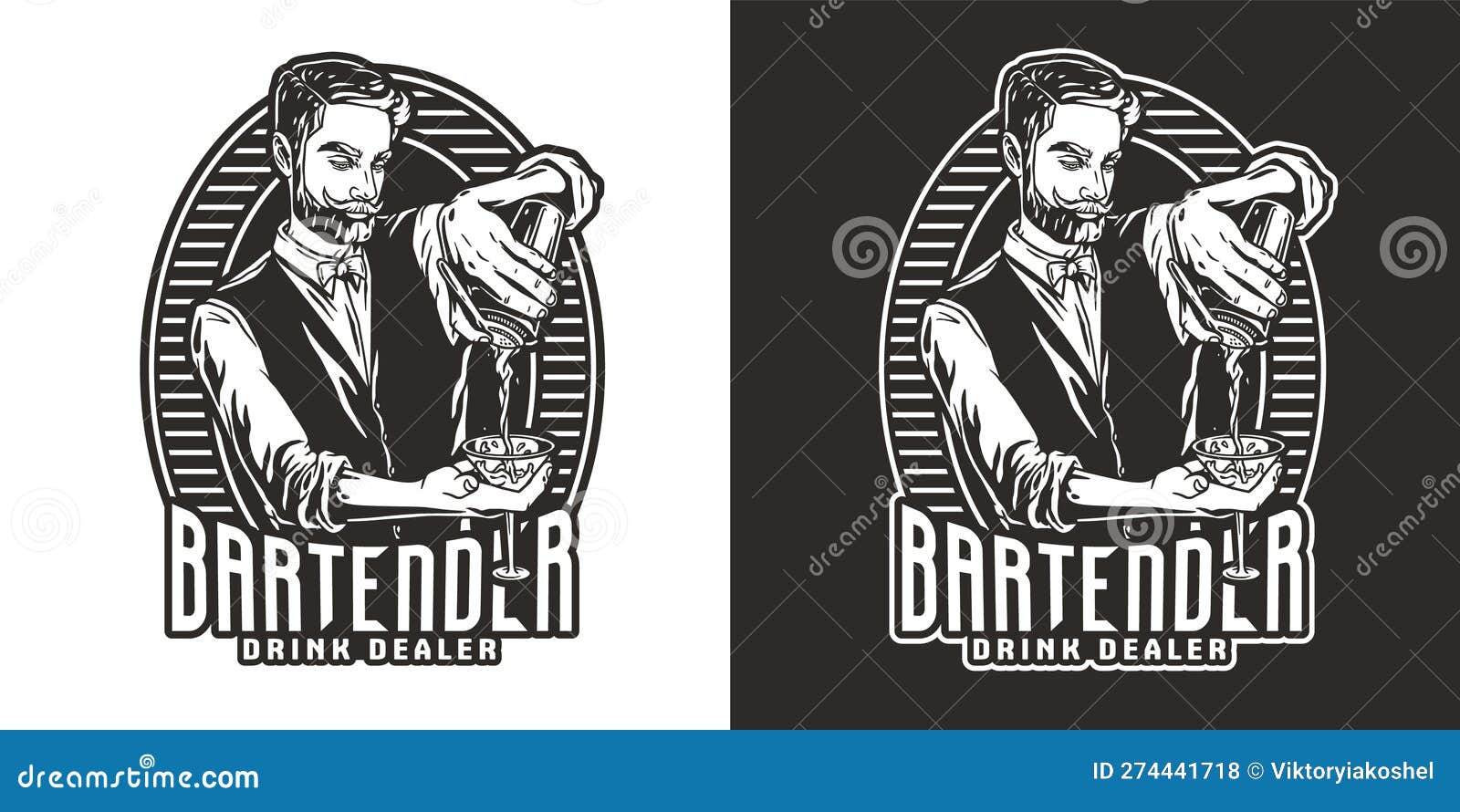 Barman with Shaker for Bartending. Barkeepr or Bartender with Beard and ...