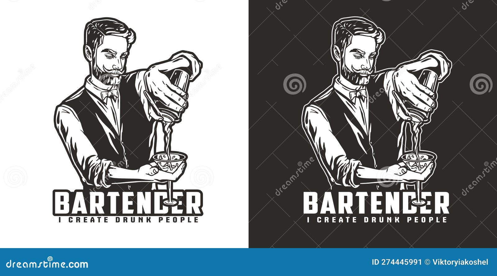 Barman with Shaker for Bartending. Barkeepr or Bartender with Beard and ...