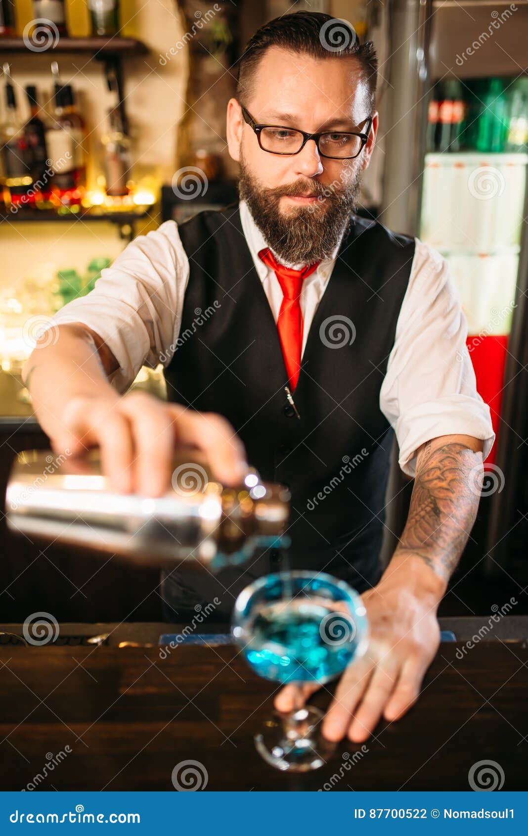 Barman with Shaker Making Alcohol Cocktail Stock Photo - Image of ...