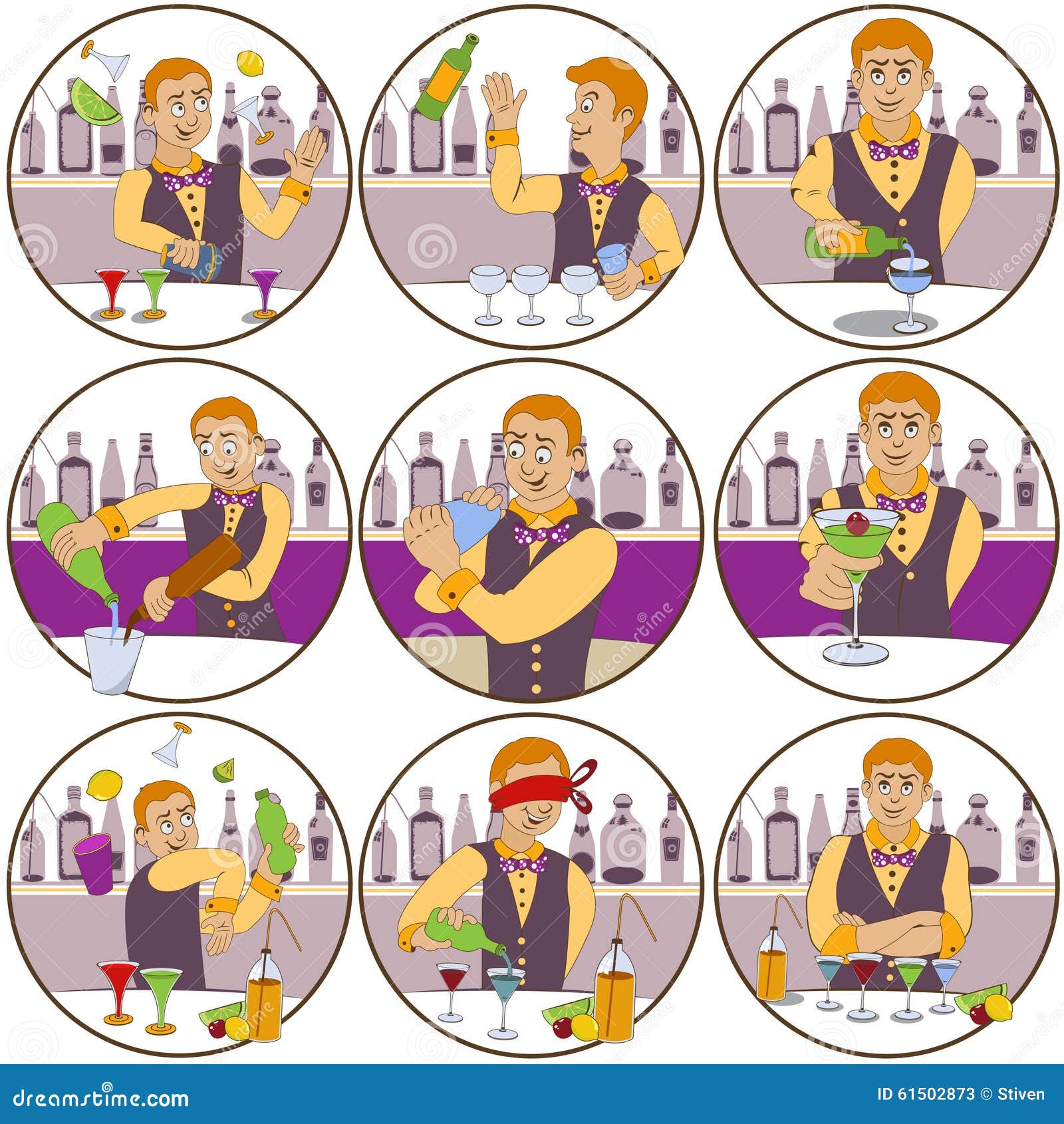 Barman stickers stock vector. Illustration of barman - 61502873