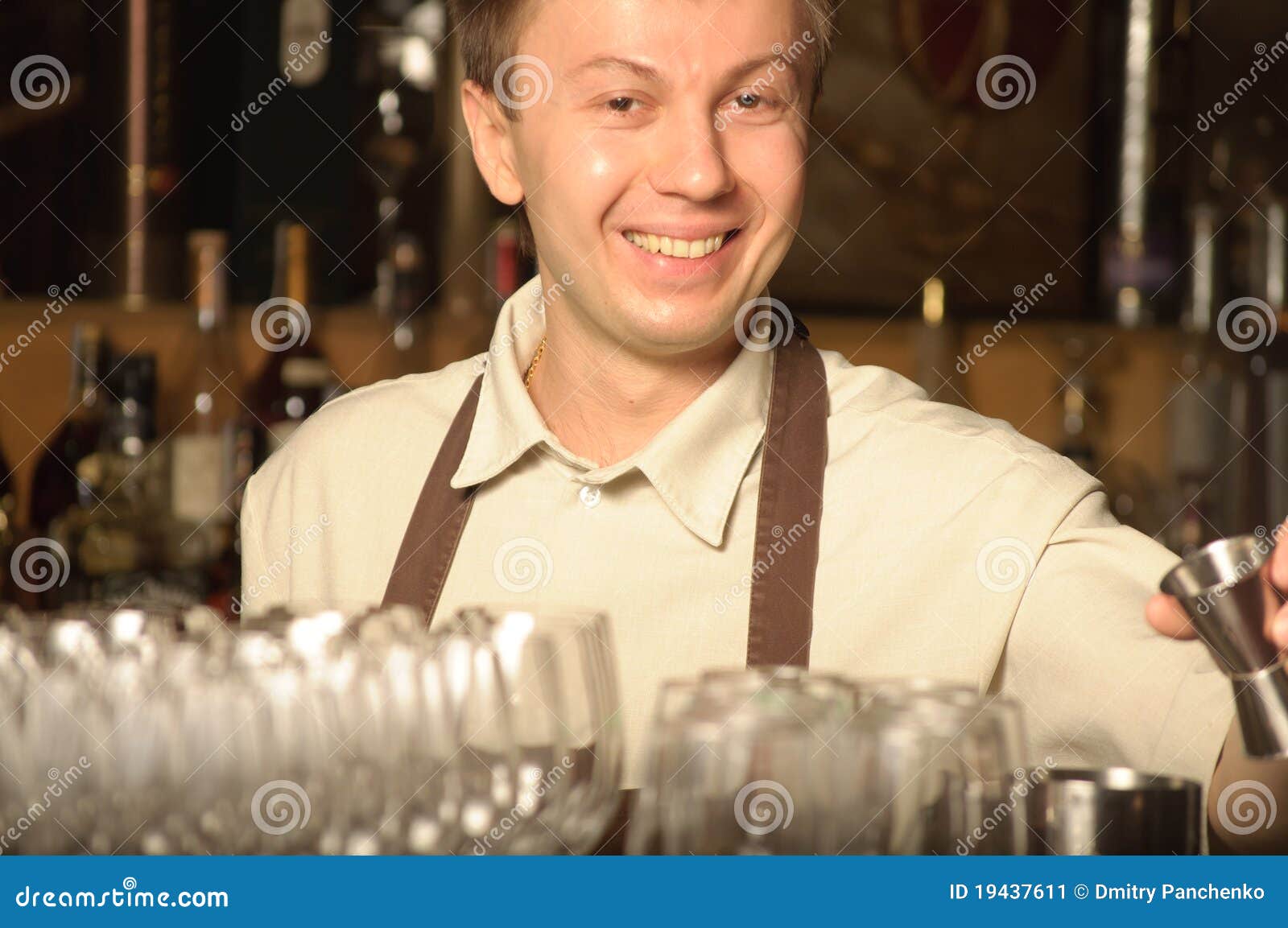A barman at work stock image. Image of glass, happy, handsome - 19437611