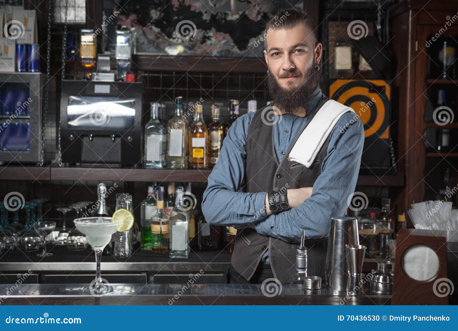 Barman at work. stock photo. Image of party, night, owner - 70436530