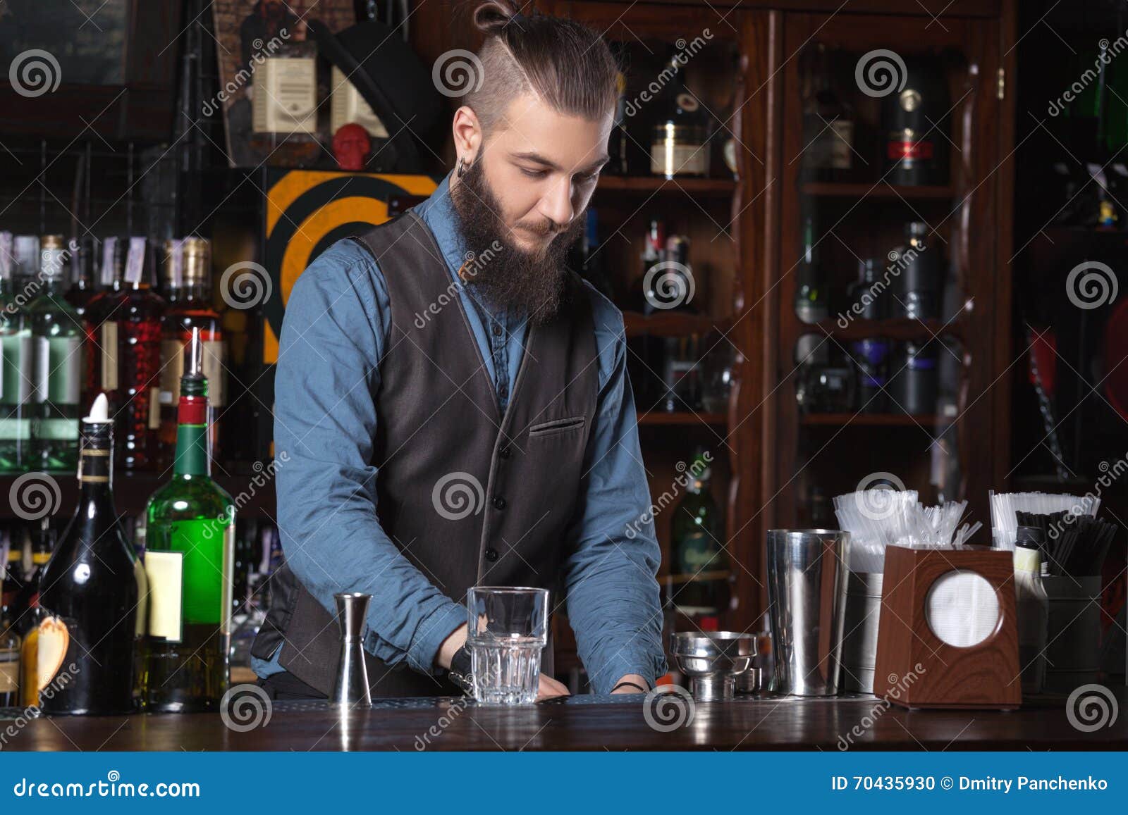 Barman at work. stock photo. Image of liquor, prepare - 70435930