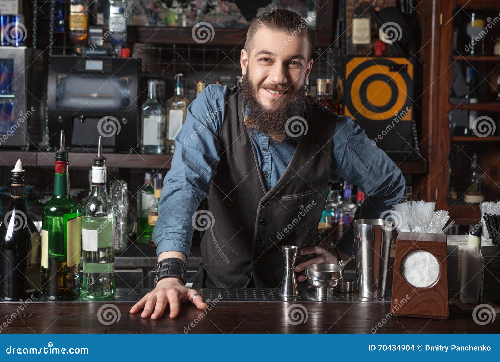 Barman at work. stock photo. Image of occupation, camera - 70434904