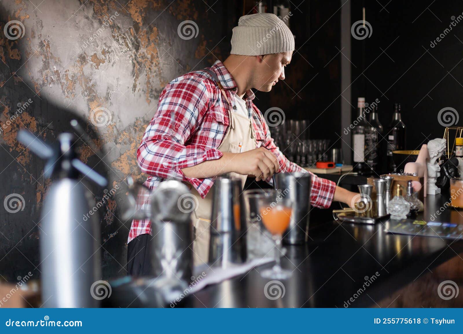 Barman at Work, Preparing Cocktails. Concept about Service and ...