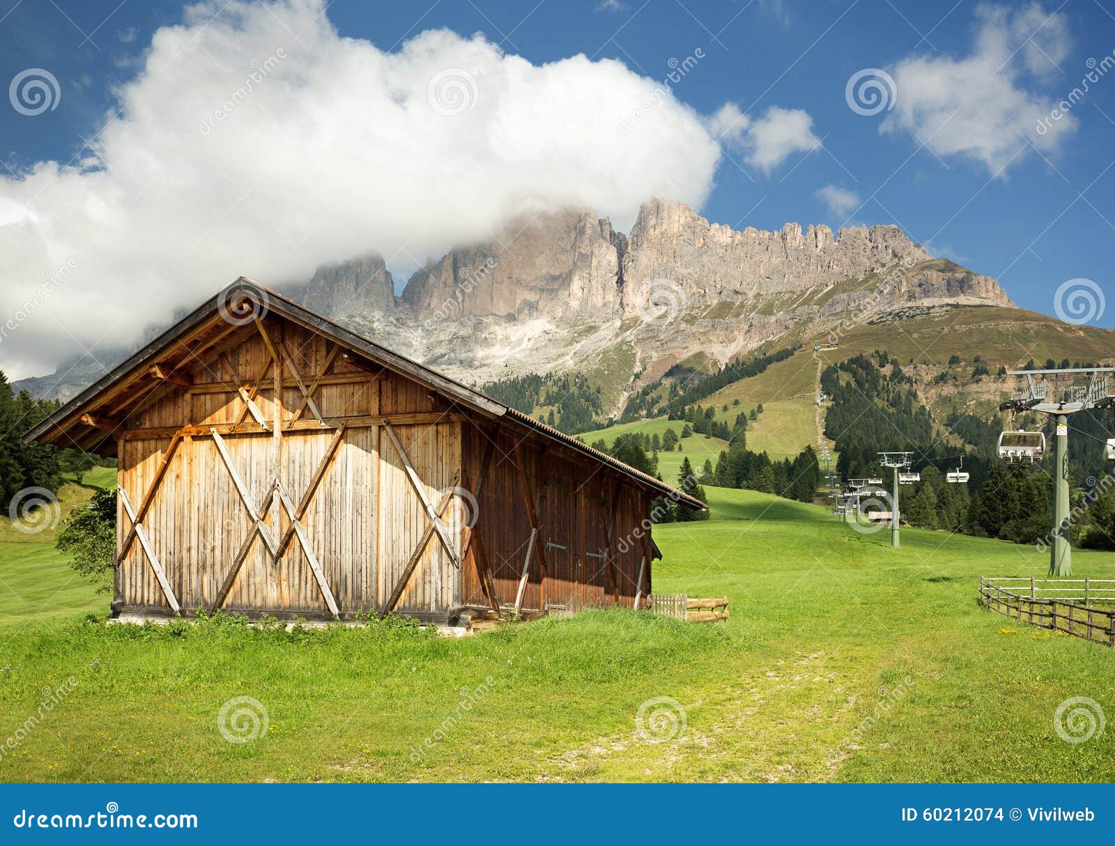 Barn in alpine meadow stock photo. Image of natural, field - 60212074