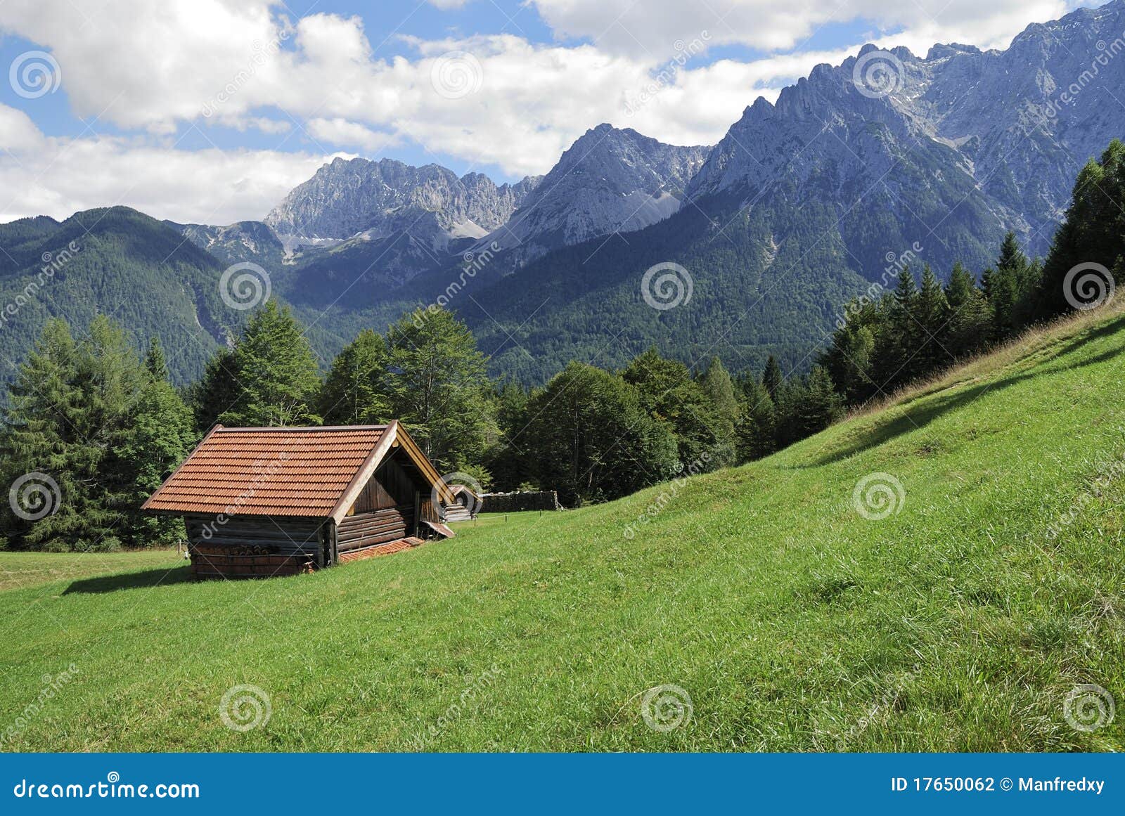 Barn in the alps stock photo. Image of grass, alps, idyllic - 17650062