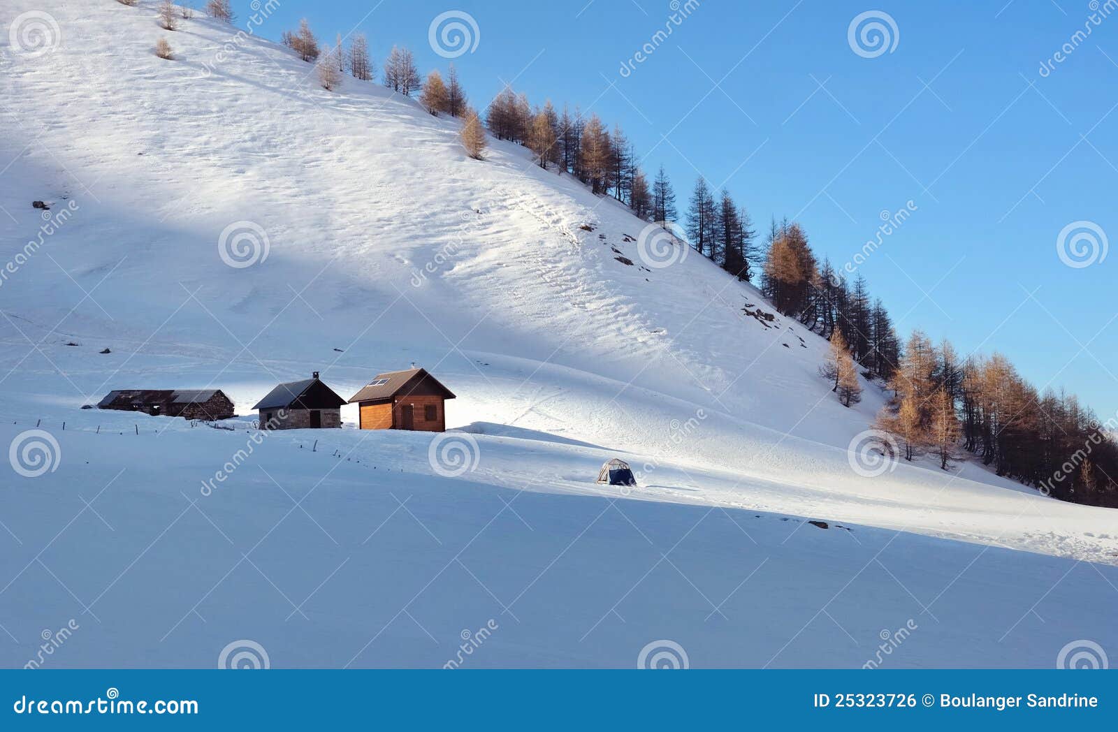 Barn in the Alps stock photo. Image of winter, nature - 25323726