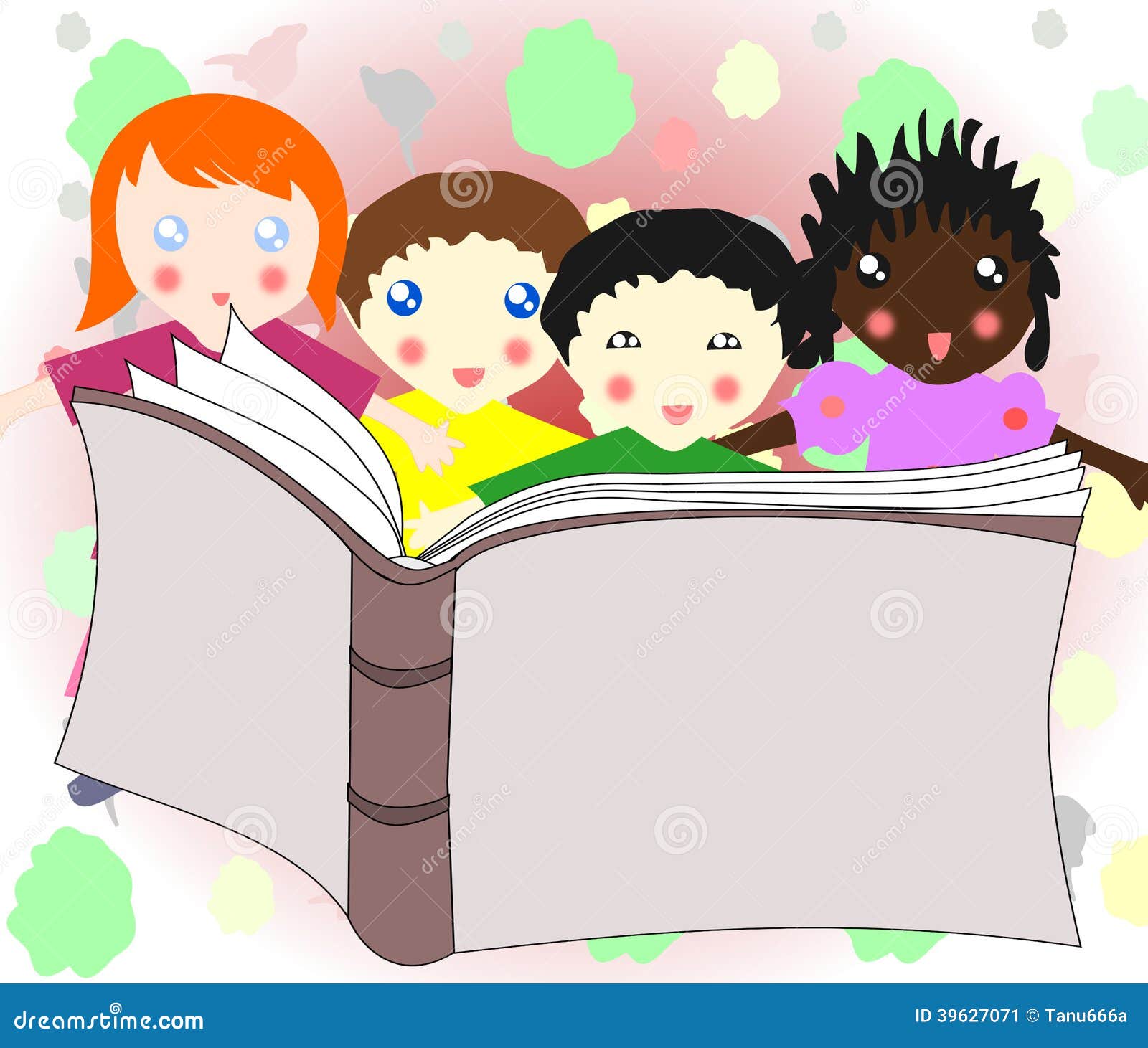 Barn Av Olika Lopp Som Läser En Bok Stock Illustrationer - Illustration ...