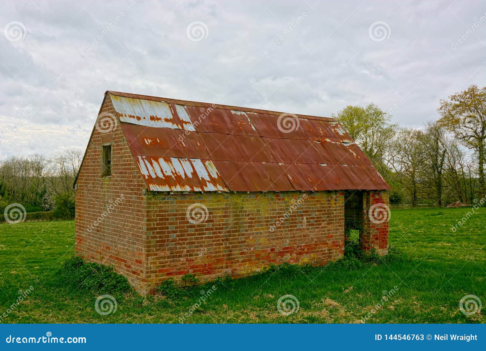 Barn. Brick Built Tin Roof. Stock Image - Image of abandoned, small ...