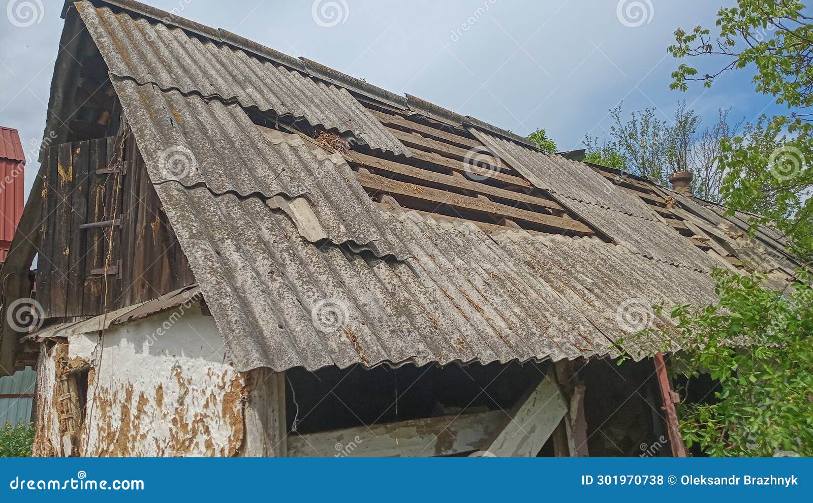 A Barn Destroyed by Shrapnel from a Russian Rocket Stock Photo - Image ...