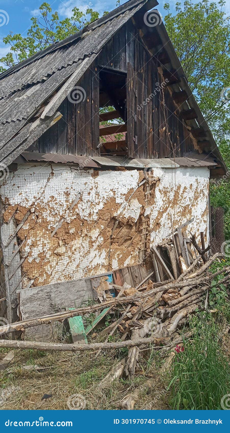 A Barn Destroyed by Shrapnel from a Russian Rocket Stock Image - Image ...