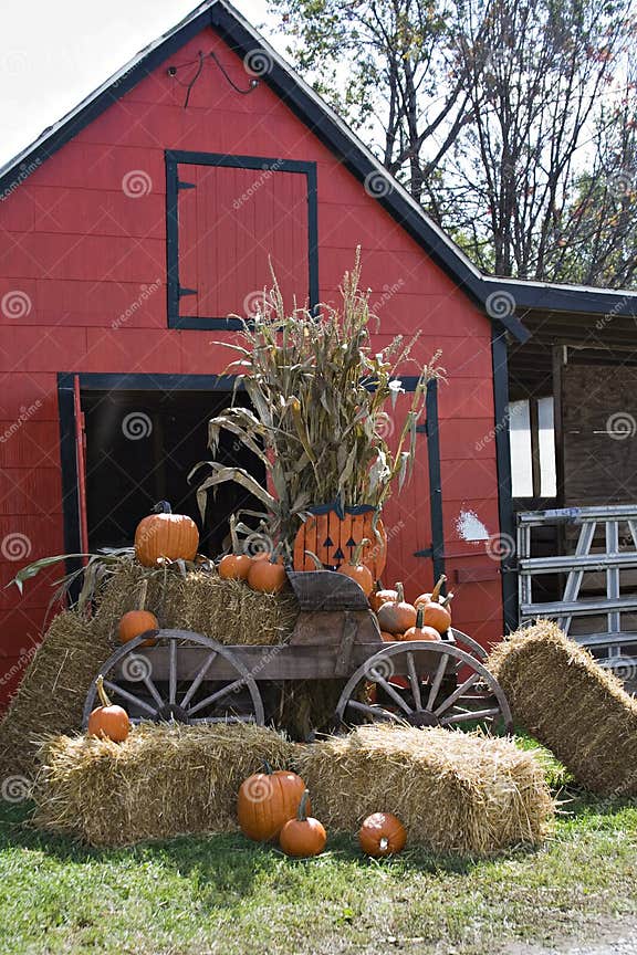 Barn in Fall stock photo. Image of seasonal, latern, thanksgiving - 1300108