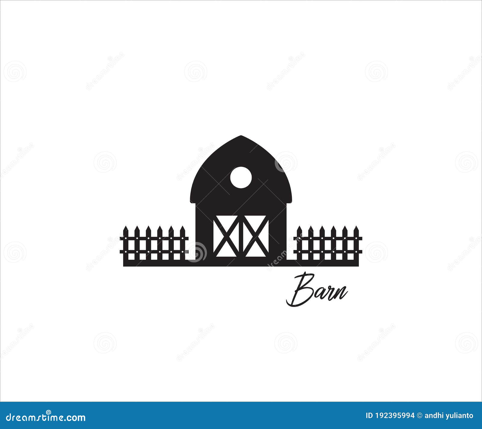 A Barn with Fence in Its Left and Right Side Simple Vector Icon Logo ...