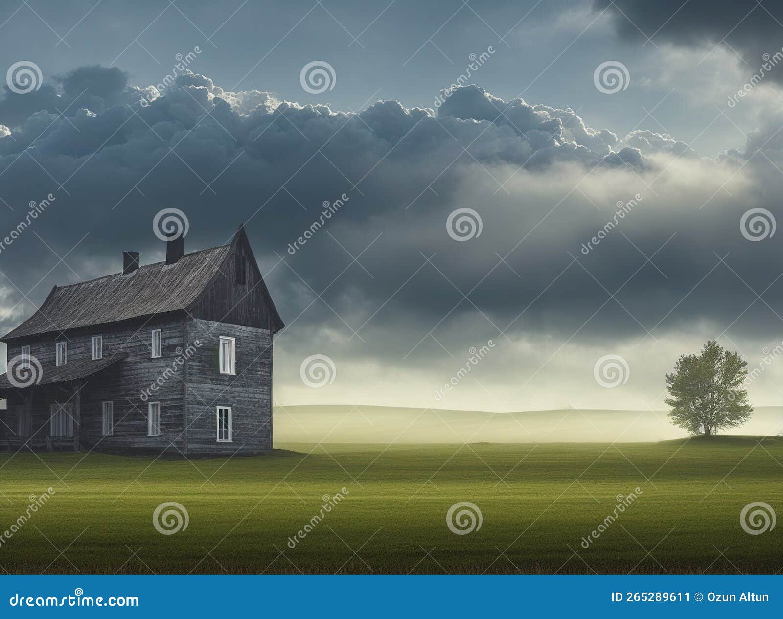 Barn in the field, dark stock illustration. Illustration of nature ...
