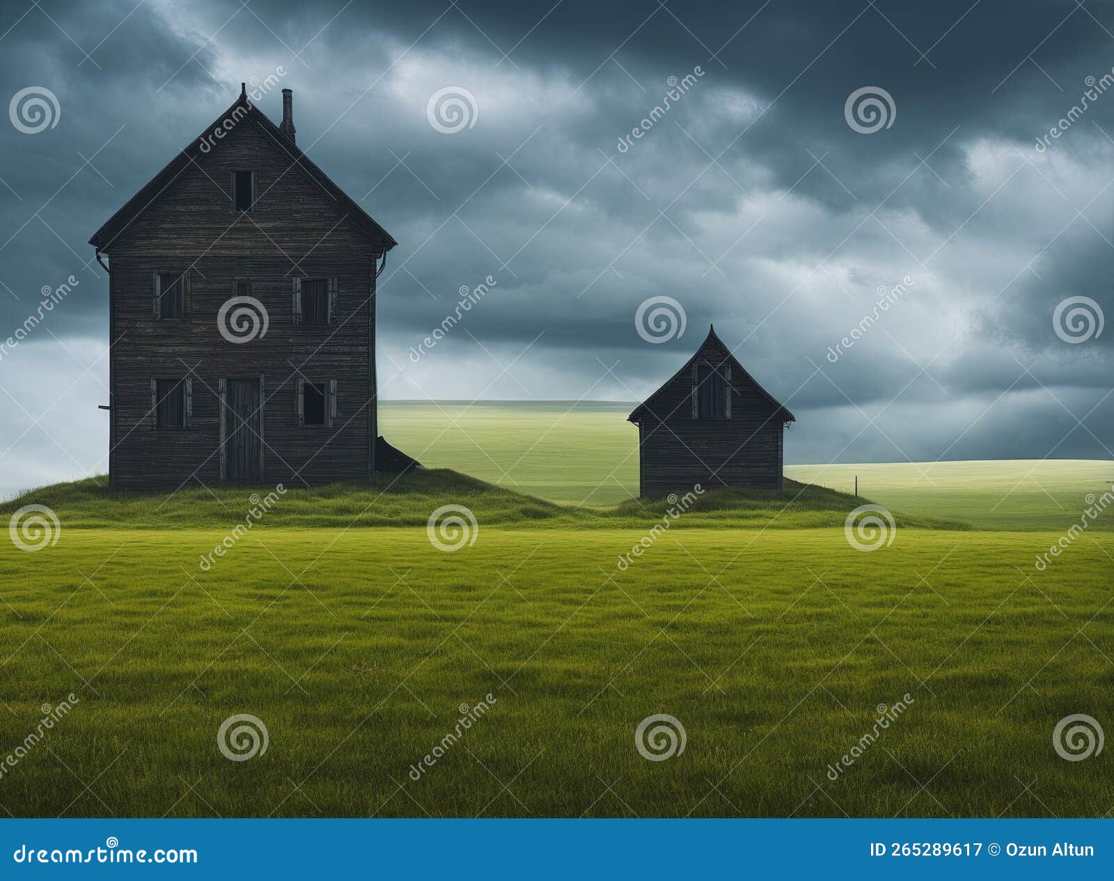 Barn in the field, dark stock illustration. Illustration of agriculture ...