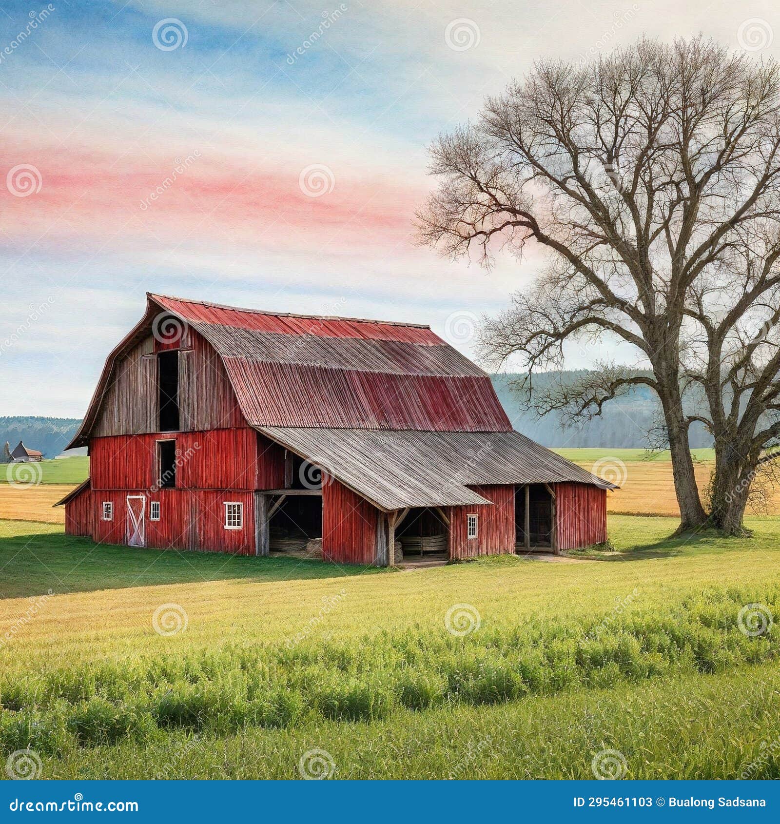 Barn house illustration stock illustration. Illustration of aigenerated ...