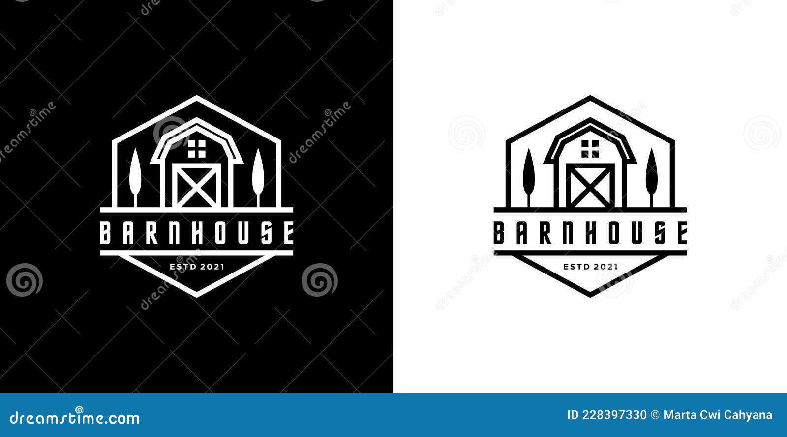 Barn House Logo Vector Design Emblem Line Style Stock Vector ...