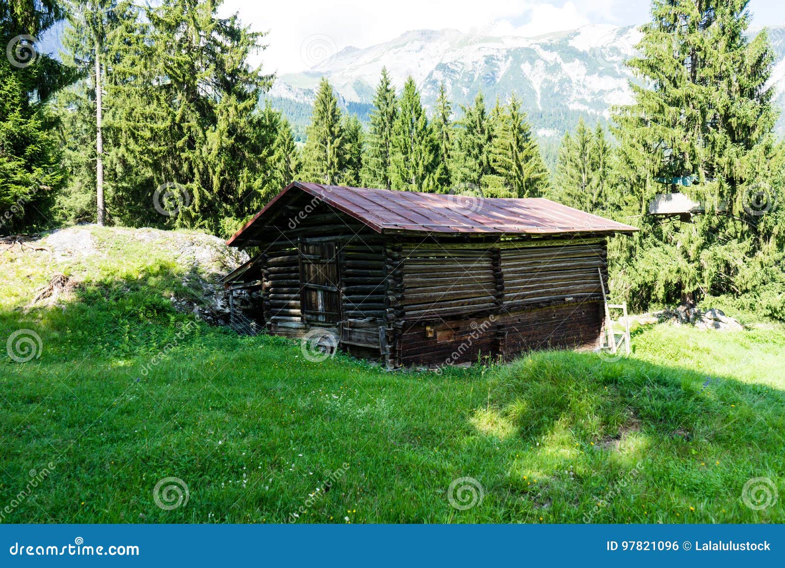 Barn in the Mountains Wit Panoramic View Stock Photo - Image of rural ...