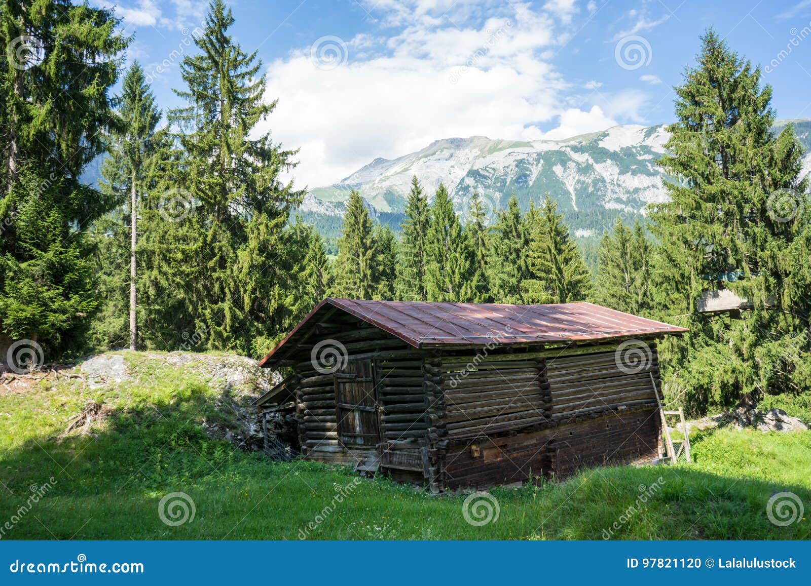 Barn in the Mountains Wit Panoramic View Stock Photo - Image of farm ...