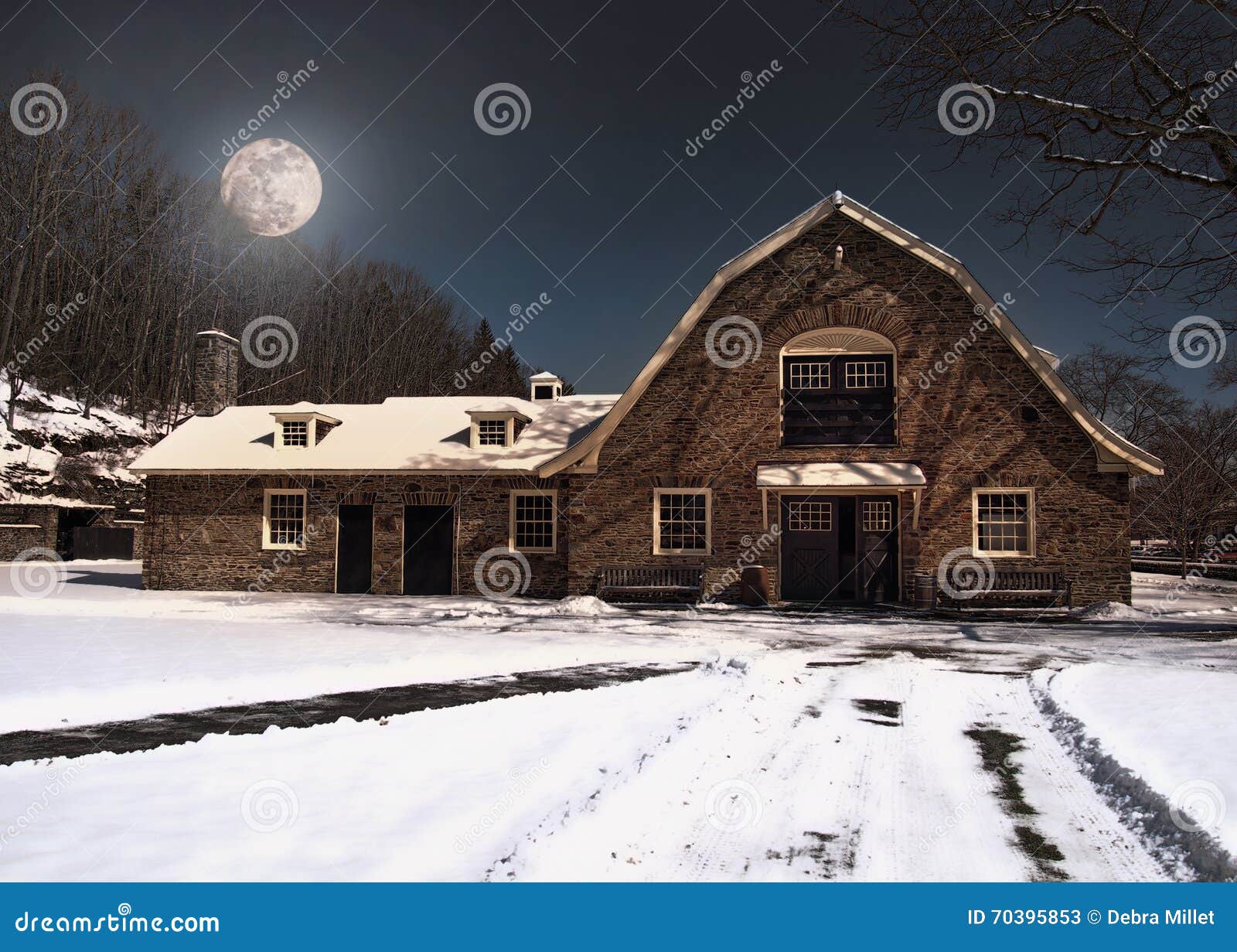 Barn at night stock image. Image of mountainside, barn - 70395853