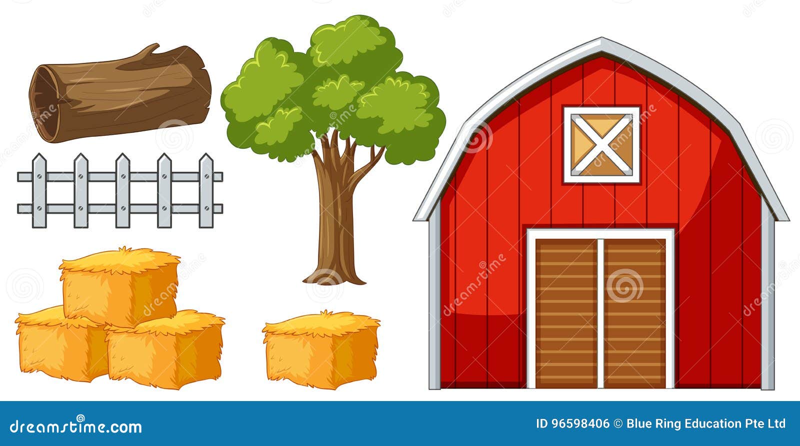 Barn and other farm items stock vector. Illustration of building - 96598406