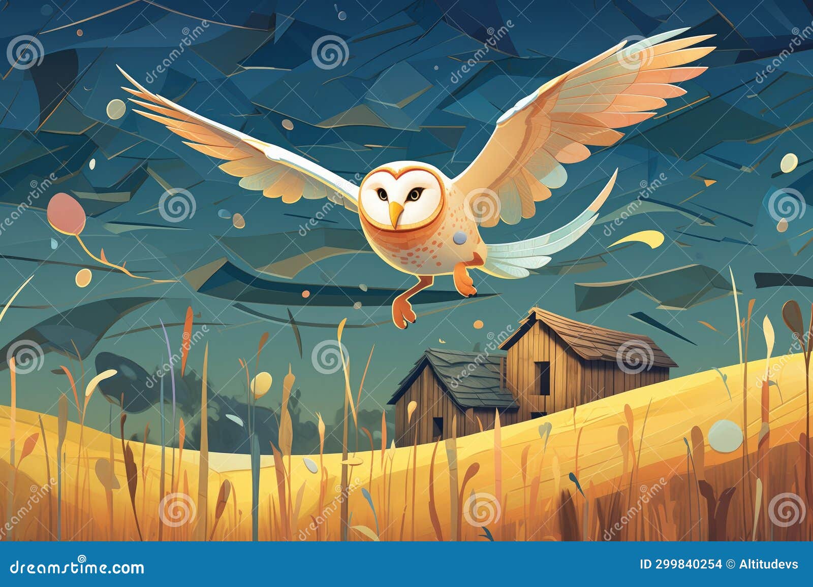 Barn Owl Sweeping Over a Moonlit Field Stock Photo - Image of nature ...