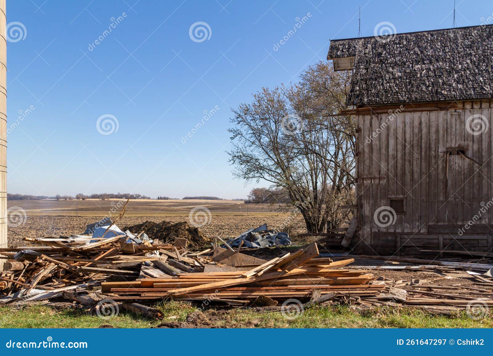 Barn in Process of Demolition Stock Image - Image of demolition, close ...