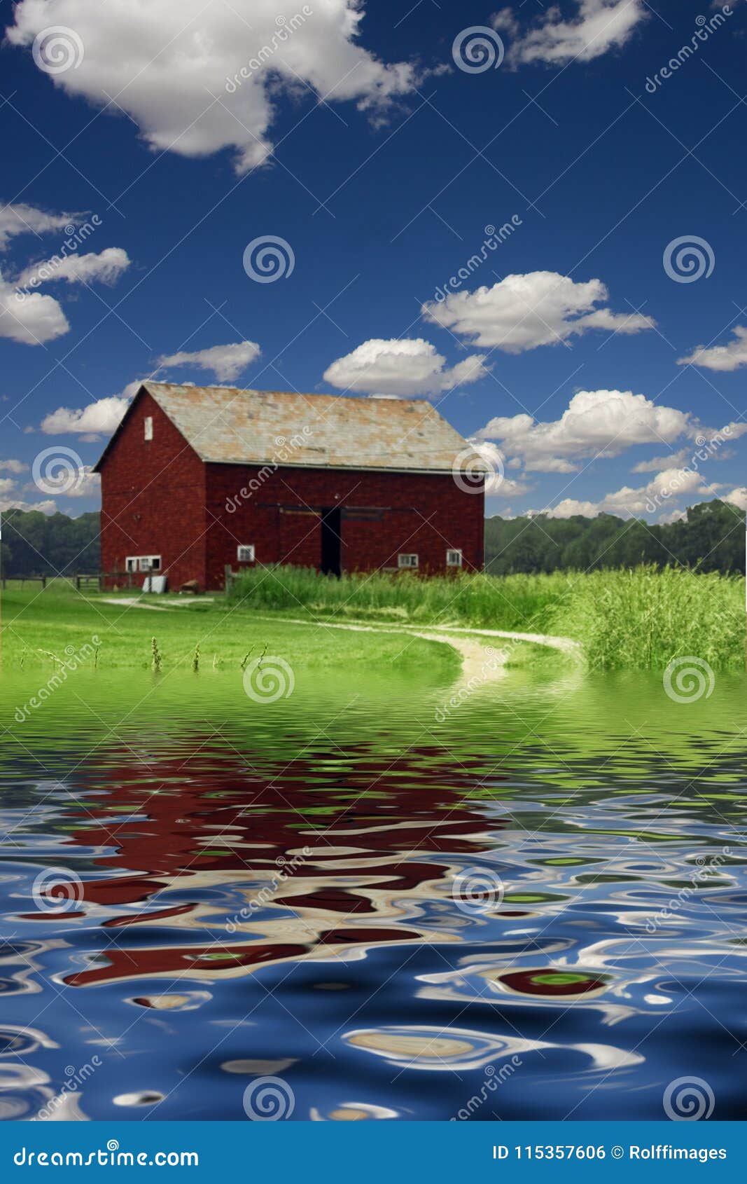 Barn and River stock photo. Image of clouds, agriculture - 115357606