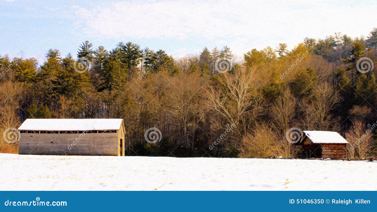 Barn and shack in the snow stock photo. Image of nice - 51046350
