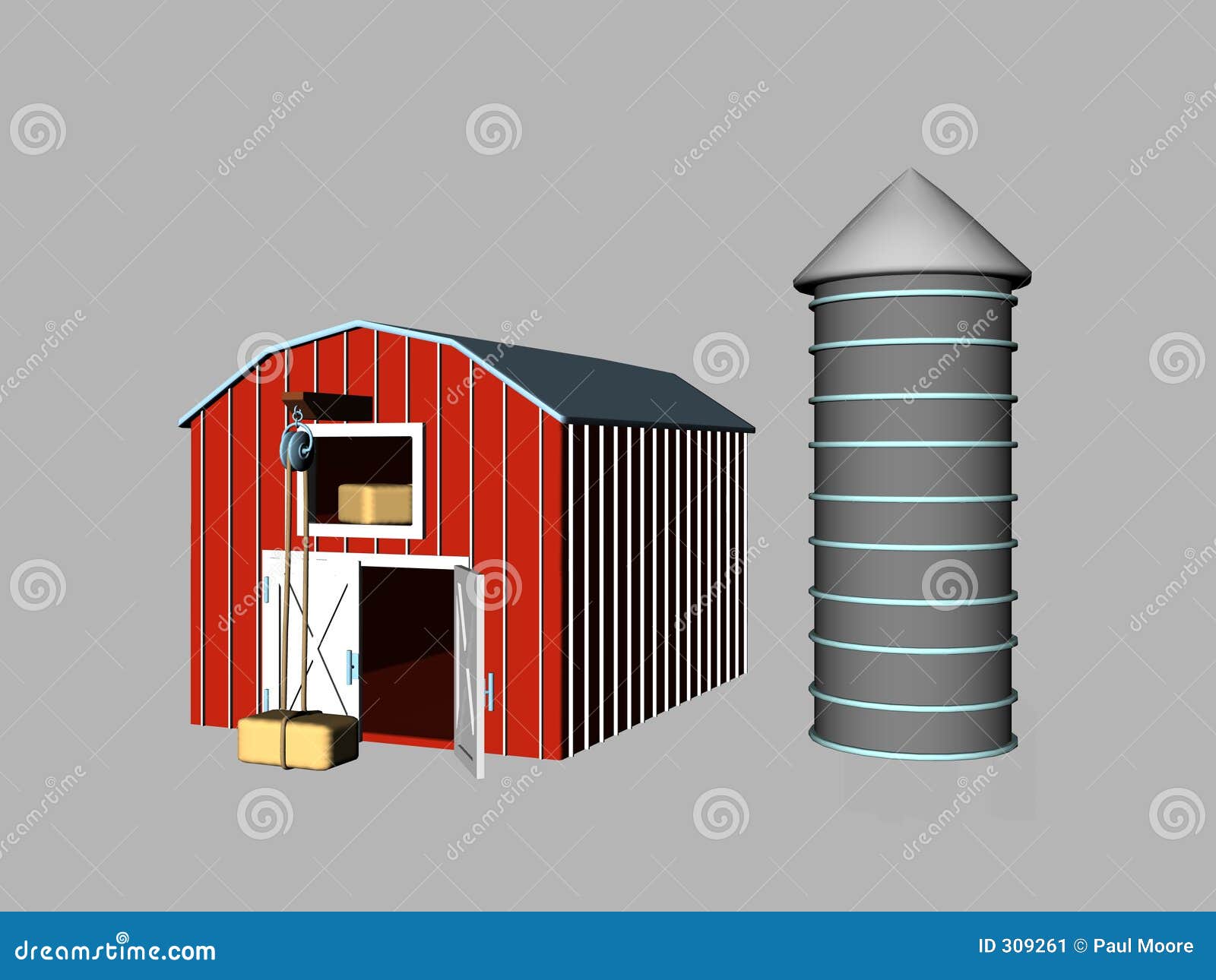 Barn & Silo stock illustration. Illustration of country - 309261