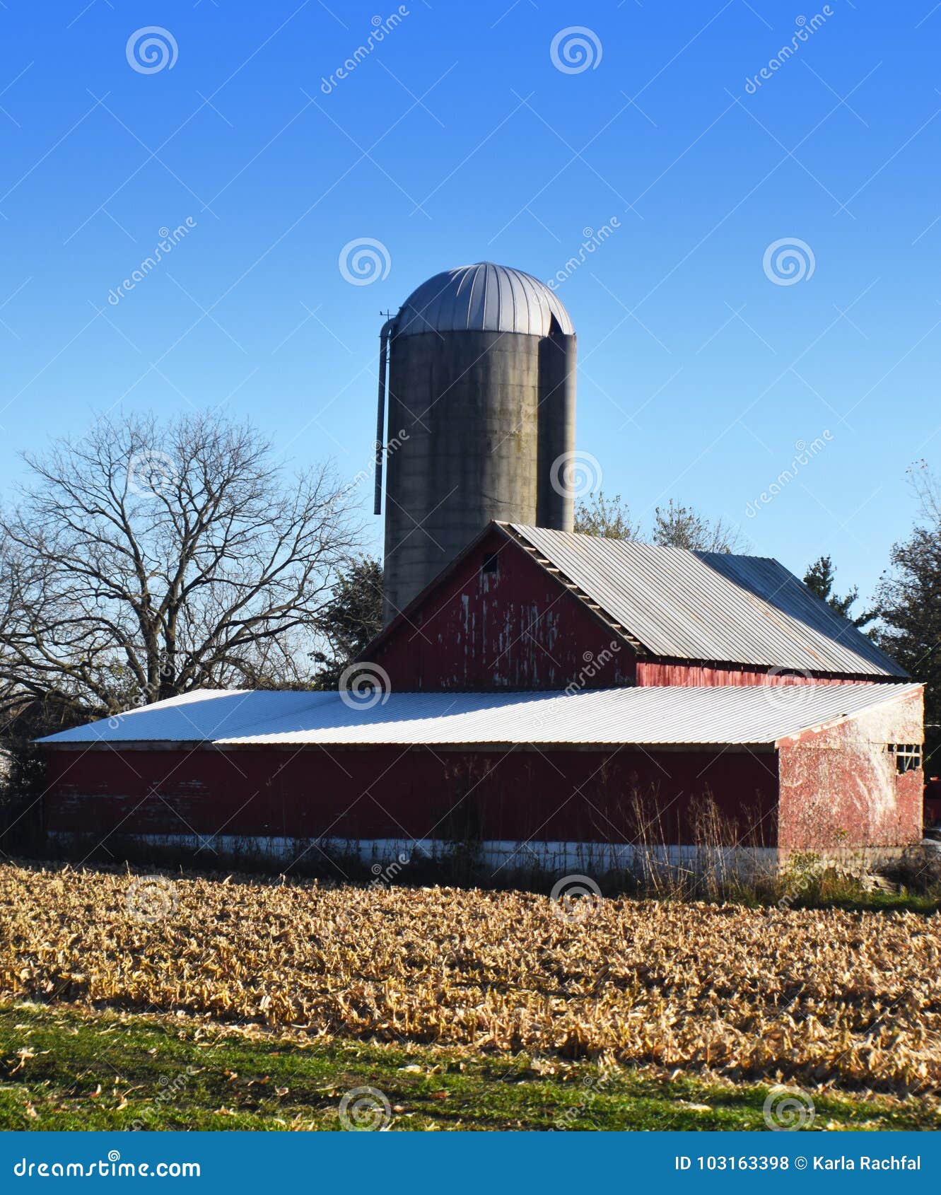 Barn with Silo stock photo. Image of landscape, autumn - 103163398