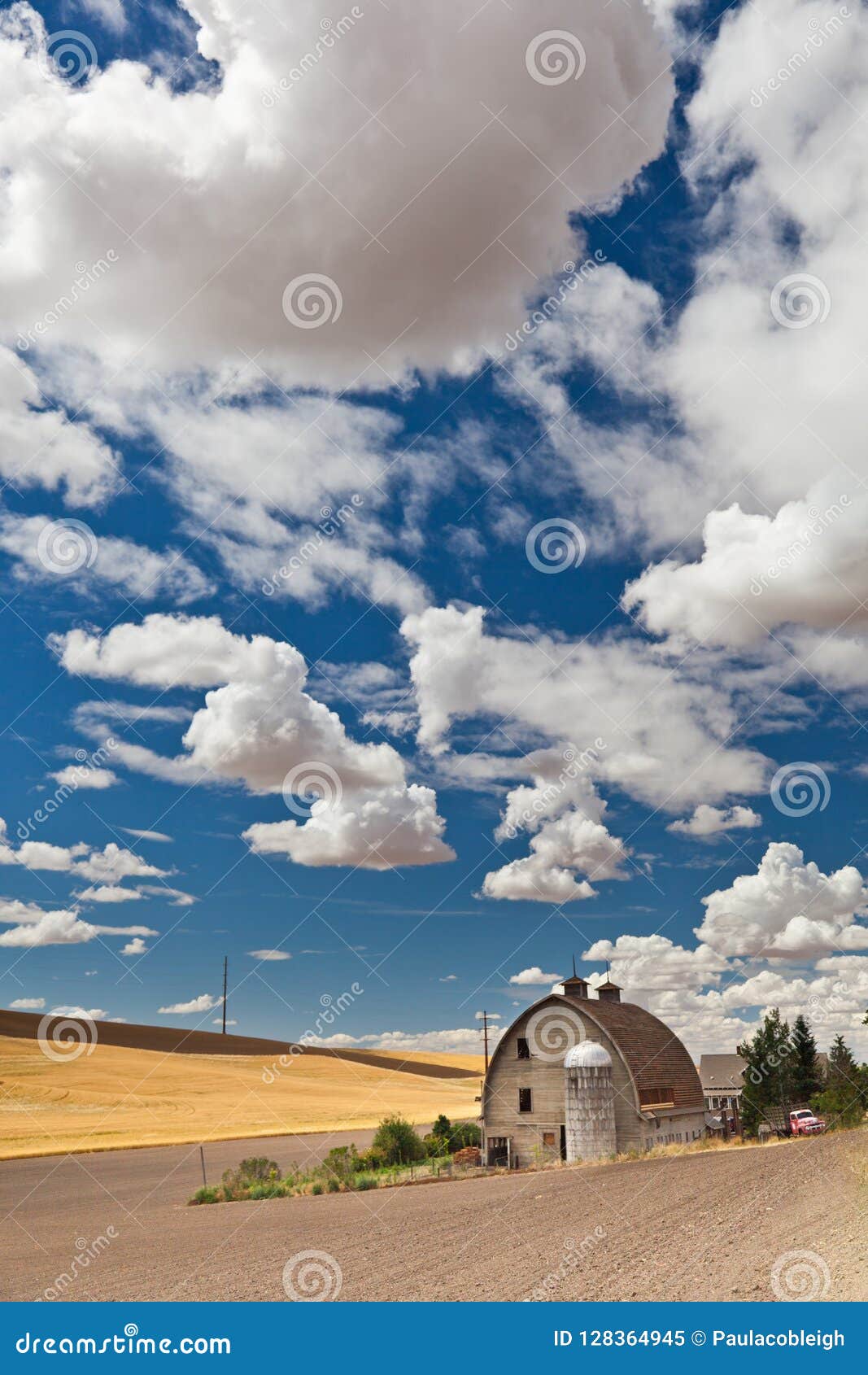 A Barn with a Silo in the Palouse Region of Pullman, WA Stock Image ...