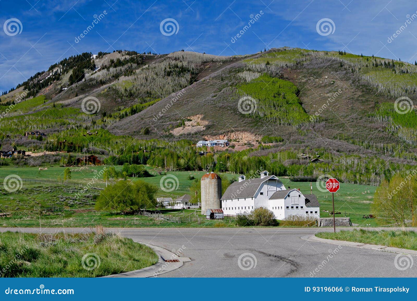 Barn with silos. stock photo. Image of stop, sign, utah - 93196066